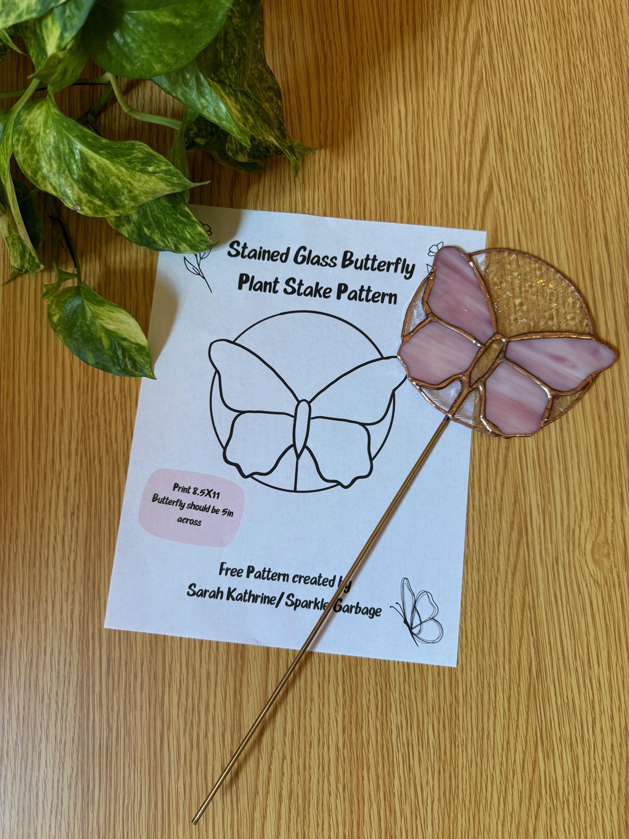 Digital Download Stained Glass Butterfly Plant Stake Pattern With Video ...