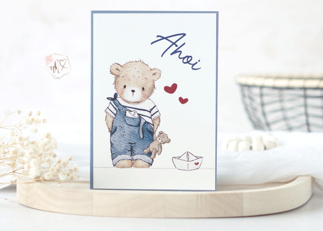 Clipart / Digistamp Emil With Teddy Bears Hand-drawn in Watercolor ...