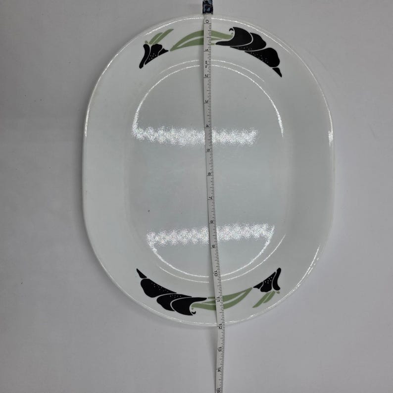 Corelle by Corning Oval Serving Platter Black Floral Microwaveable Made ...