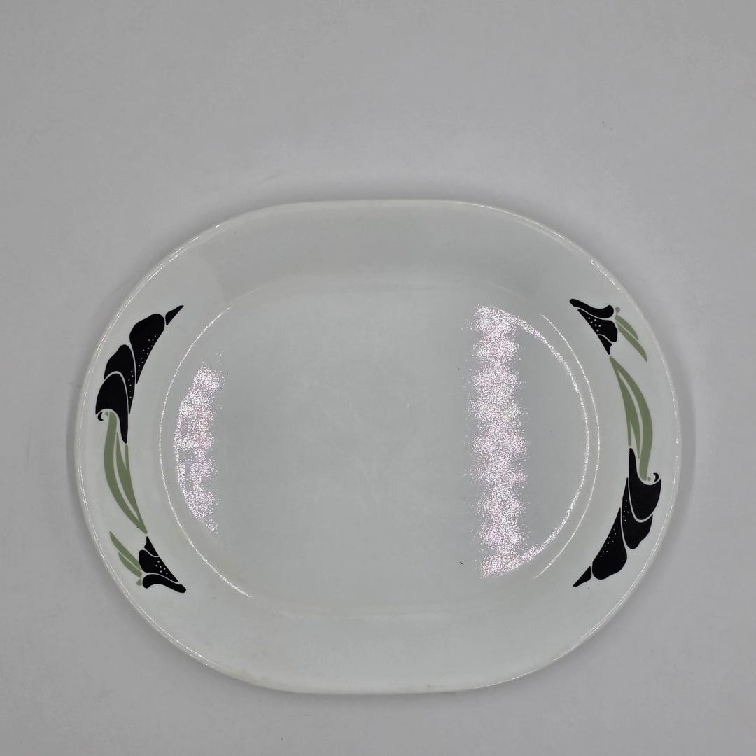Corelle by Corning Oval Serving Platter Black Floral Microwaveable Made ...
