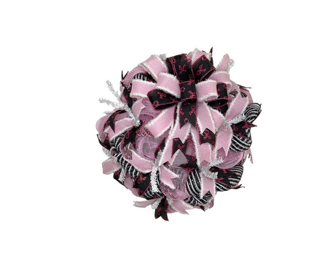 Black and Pink Breast Cancer Awareness Deco Mesh Wreath - Etsy