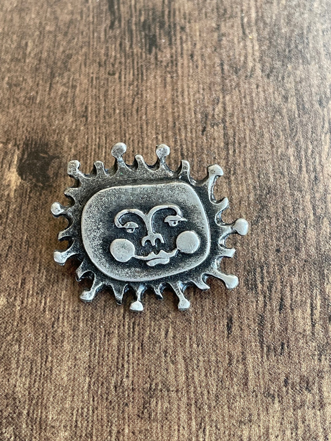 Vintage Metzke Pewter Smiling Sun Face Brooch Metzke Brooch - Etsy