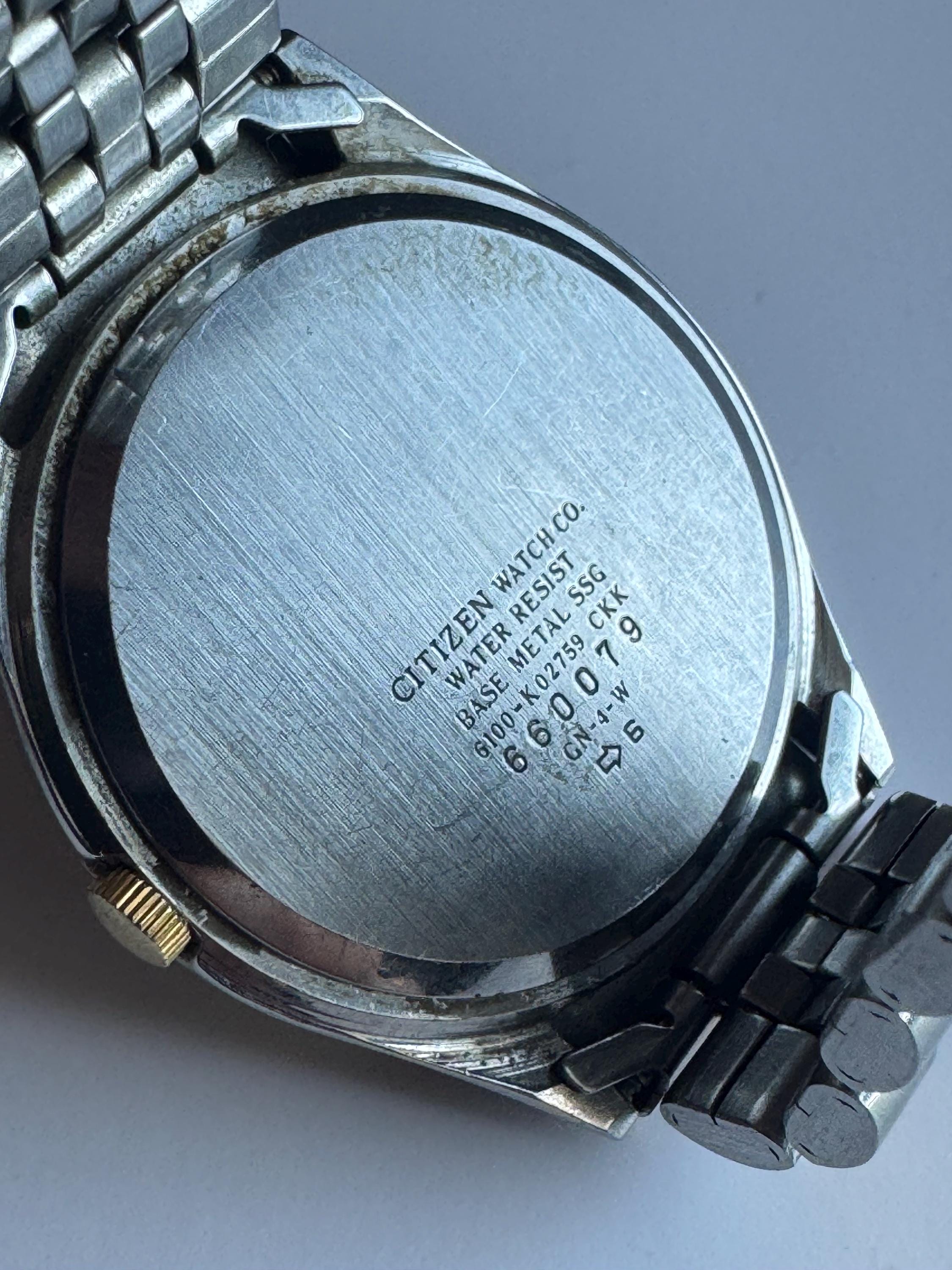 Vintage Citizen Quartz Day-date Watch: Two-tone Band, Gray Dial Fits 7. ...