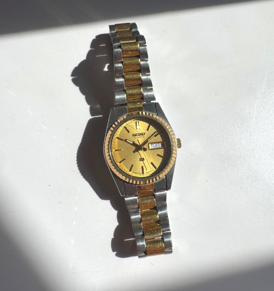 Vintage Seiko Two-tone Ladies Quartz Watch With Day/date Display and ...
