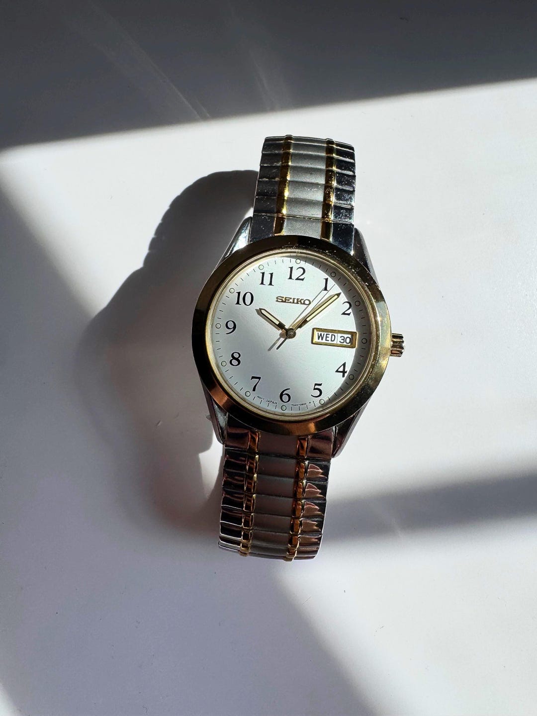 Vintage Seiko Men's Day-date Watch With White Dial and Flex Band - New ...
