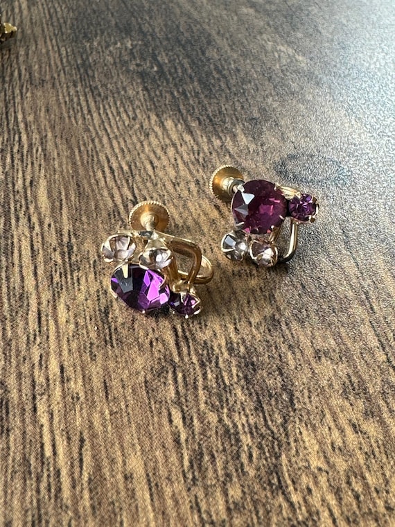 purple rhinestone earrings - Gem