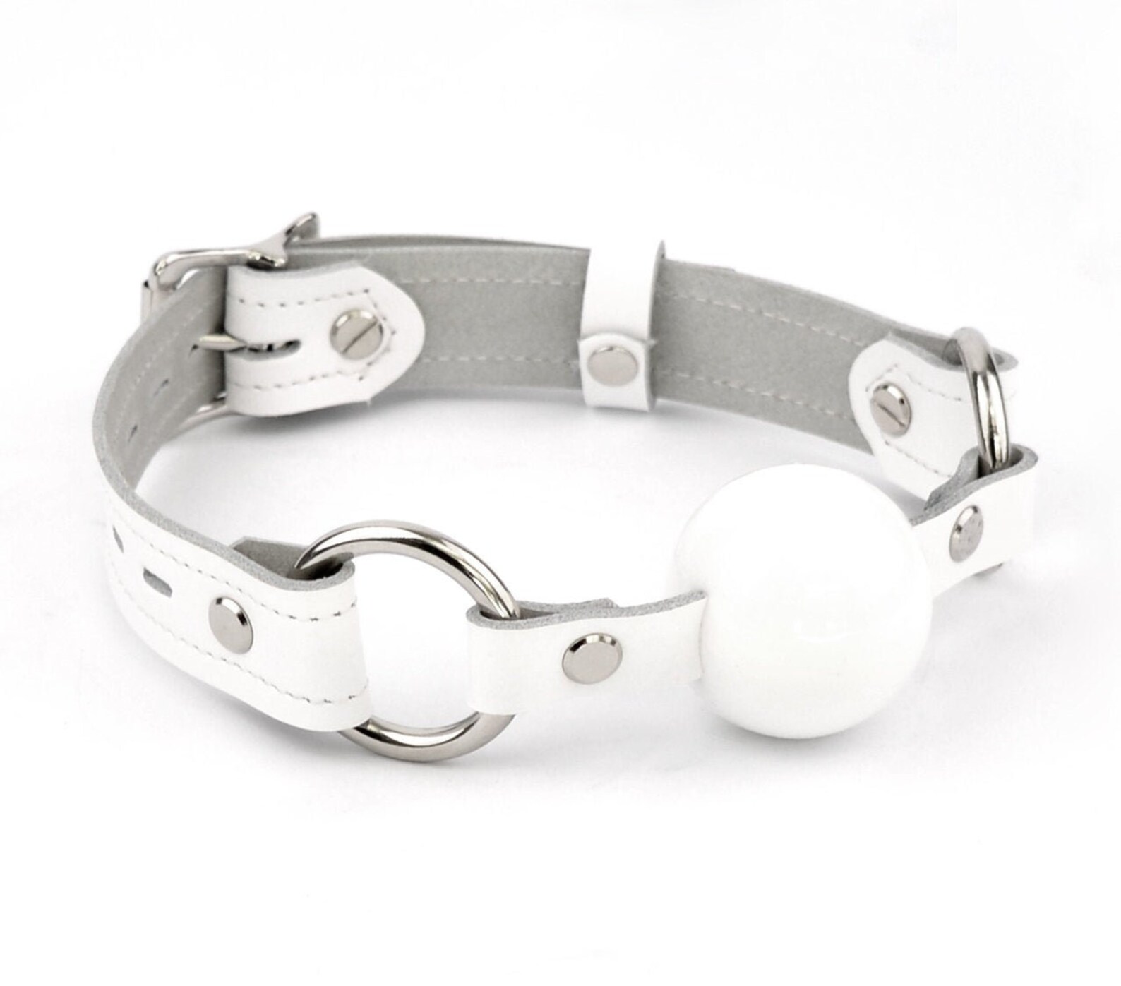 Pure White Ball Gag Bdsm Bondage Restraint Ballgag Locking Etsy