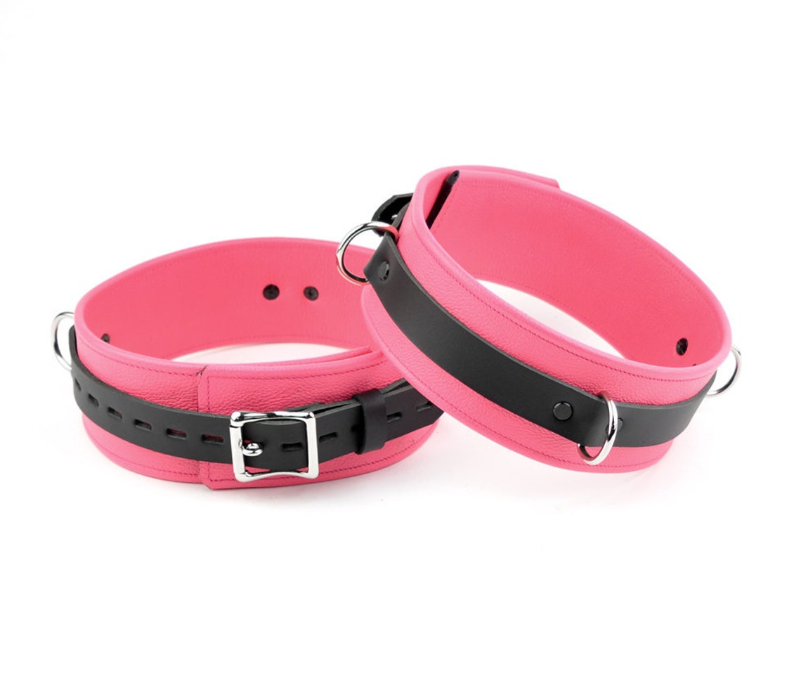 THIGH Pink Leather Cuffs BDSM restraint PREMIUM Bondage heavy | Etsy