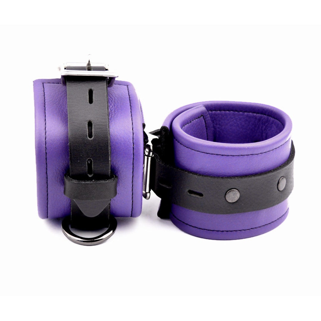ANKLE CUFFS Premium Handcrafted Leather Purple & Black | Heavy Duty ...