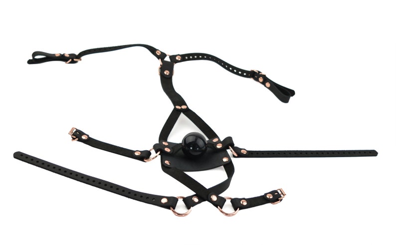 Panel Bondage Ball Gag ROSE GOLD and BLACK Leather Bdsm | Etsy Australia