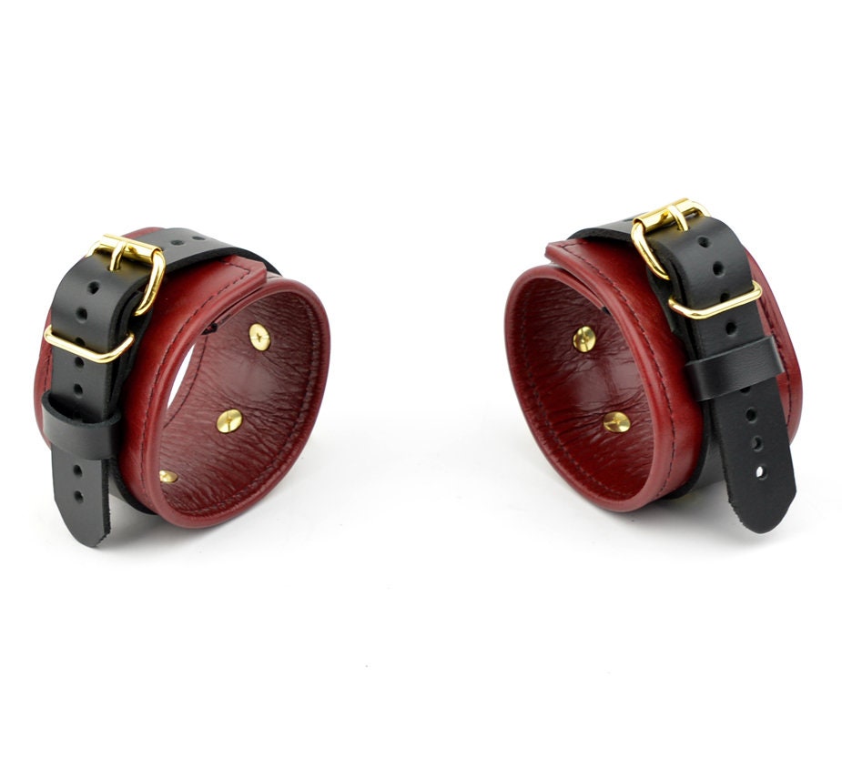 Scarlet Red and Gold Leather Bondage Restraint Set - Etsy