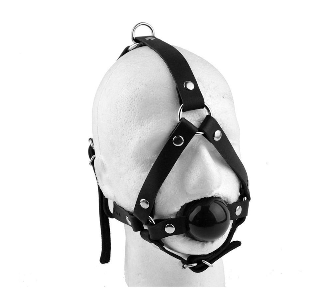 Handcrafted Deluxe Ballgag Black Leather Head Harness Trainer Bondage
