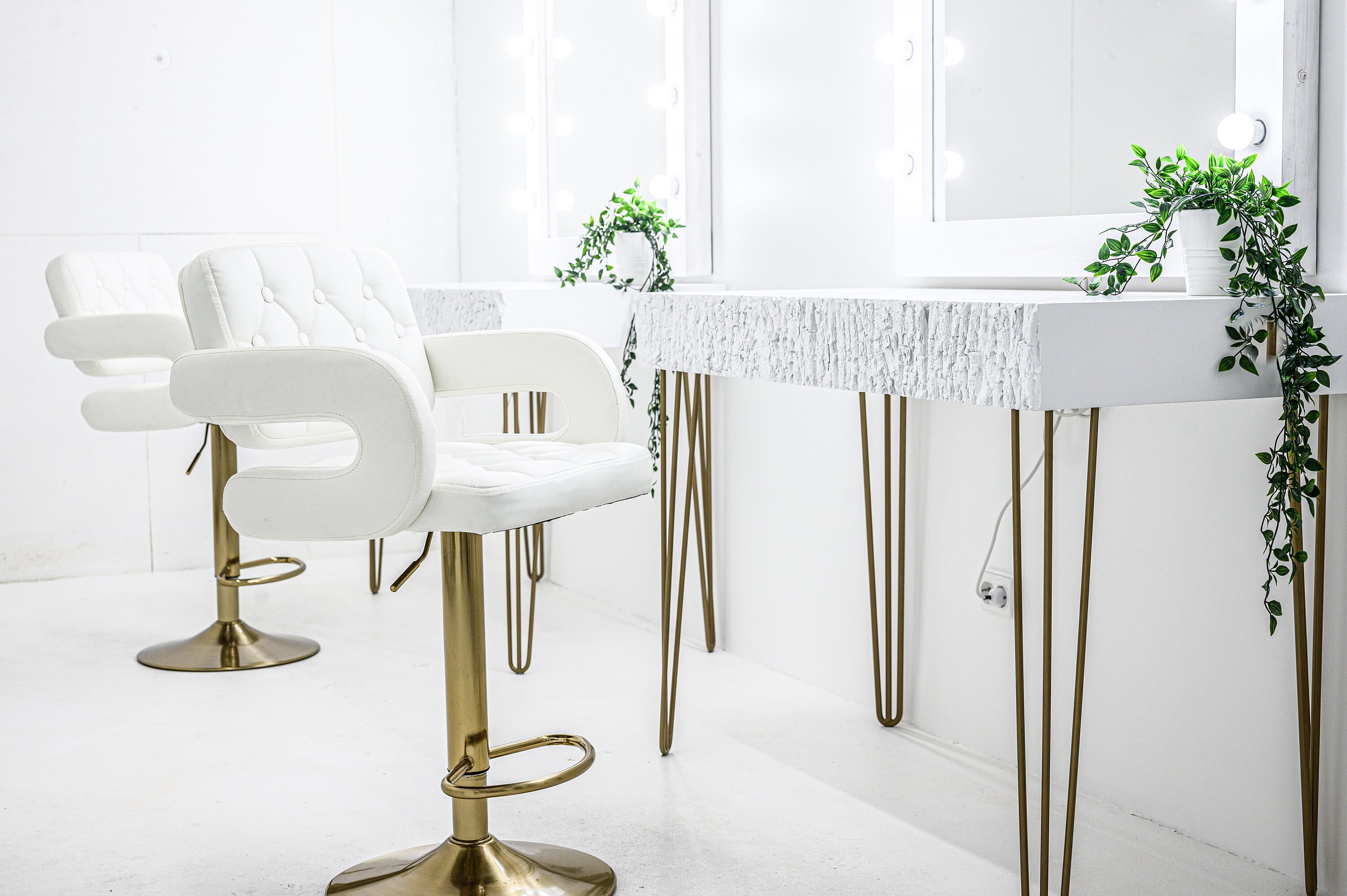 White Makeup Vanity Table | Textured Gypsum, Steel Legs - Etsy