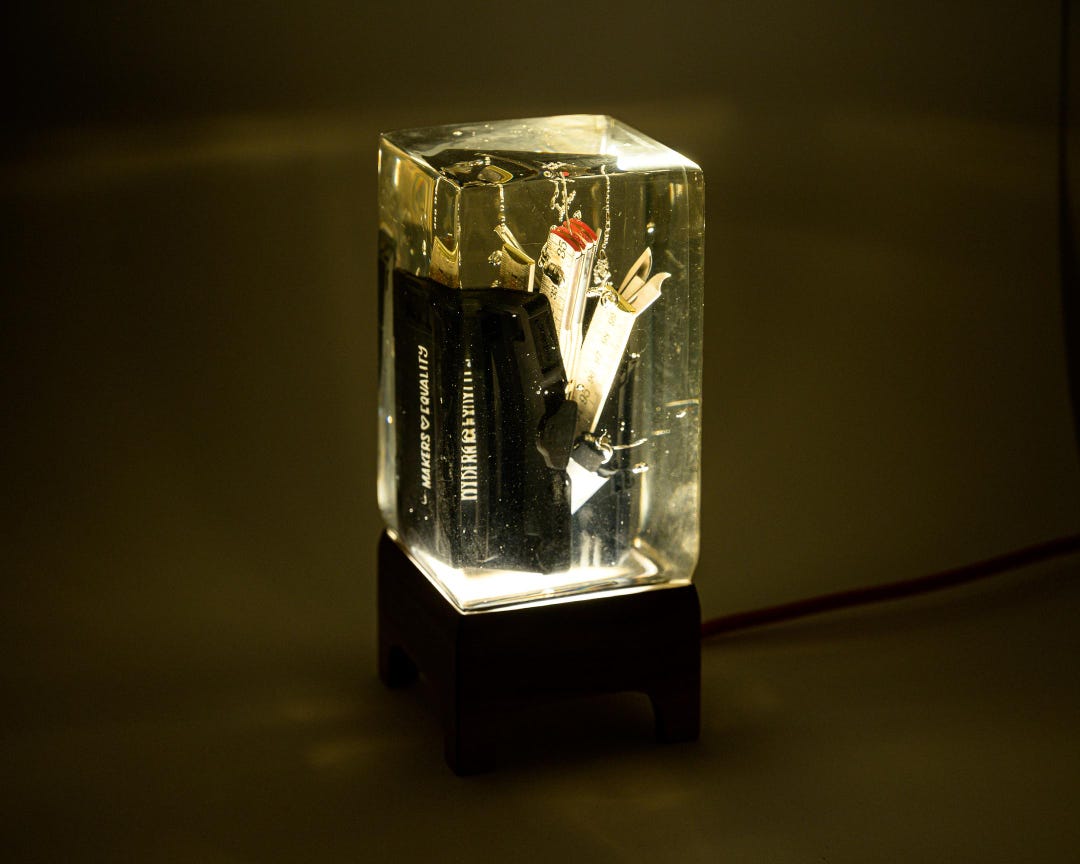 Custom Epoxy Resin Lamp | Encapsulated Keepsakes, Unique LED Desk Light ...