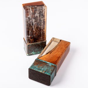 Custom Epoxy Award Statue | Alder Wood, Weathered Copper Base - Etsy