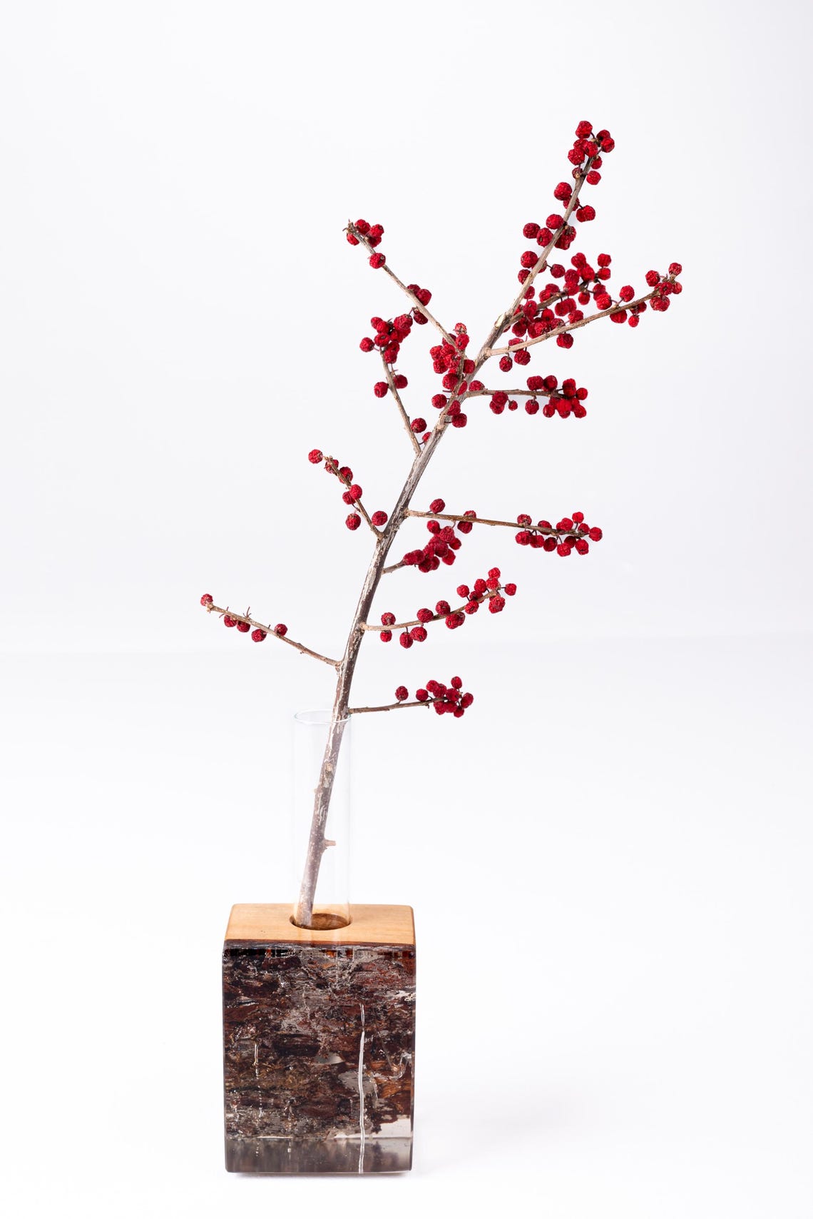 Epoxy & Alder Wood One-flower Vase | Minimalist Home Decor - Etsy