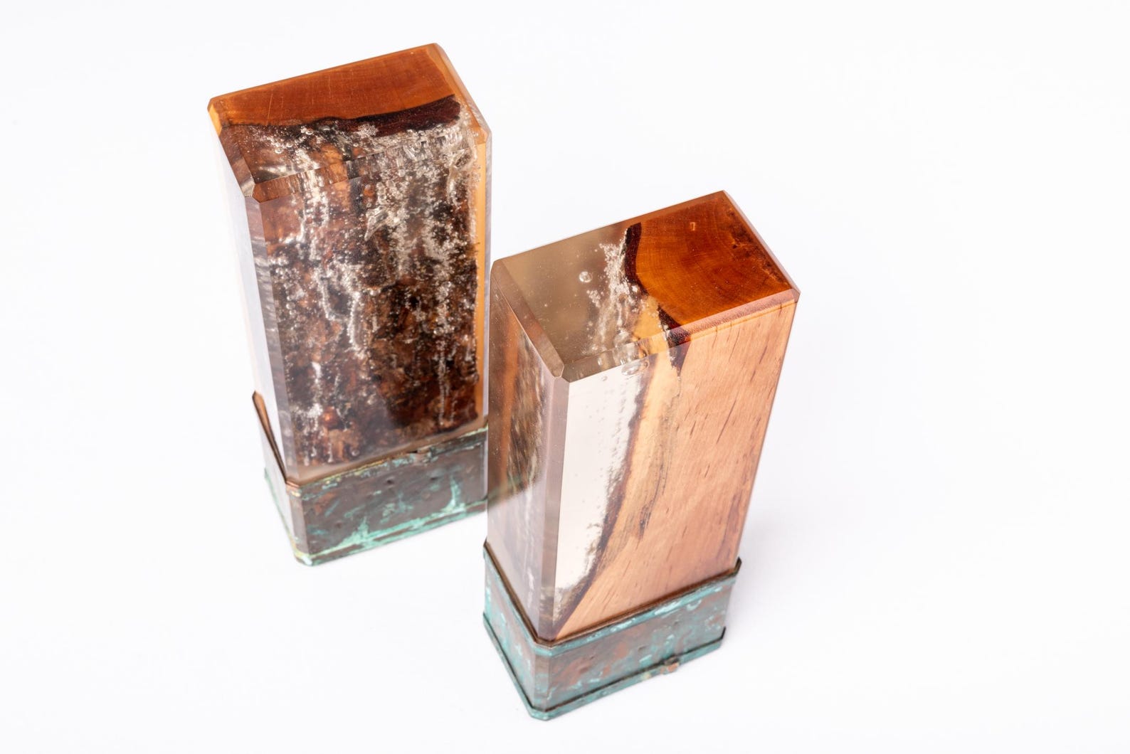Custom Epoxy Award Statue | Alder Wood, Weathered Copper Base - Etsy
