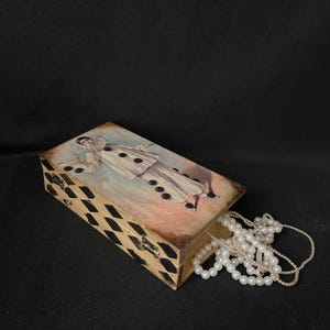 Pierrot Clown Jewelry Box Wooden Storage Book Box Book Shaped Jewelry ...