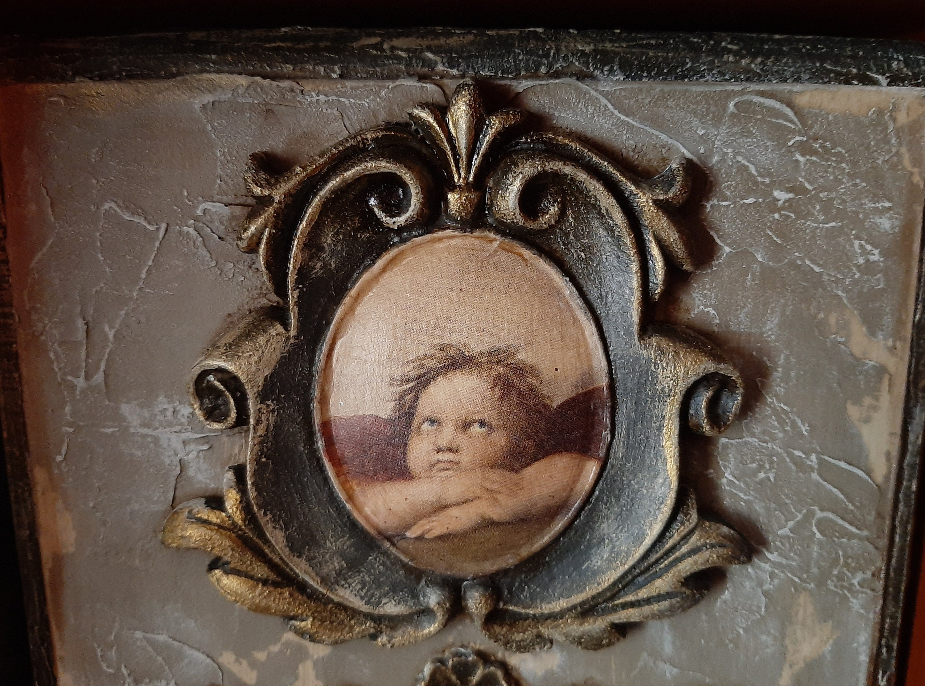 Vintage Style Cherub Wall Plaque Wall Hanging Decorative Plaque Wooden ...