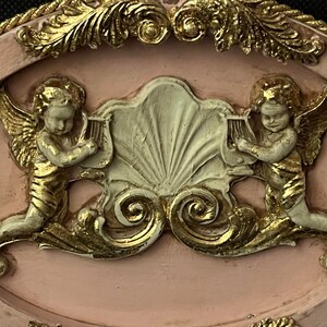 Vintage Style Cherub Wall Plaque Wood Hanging Plaque Handcrafted Wall ...