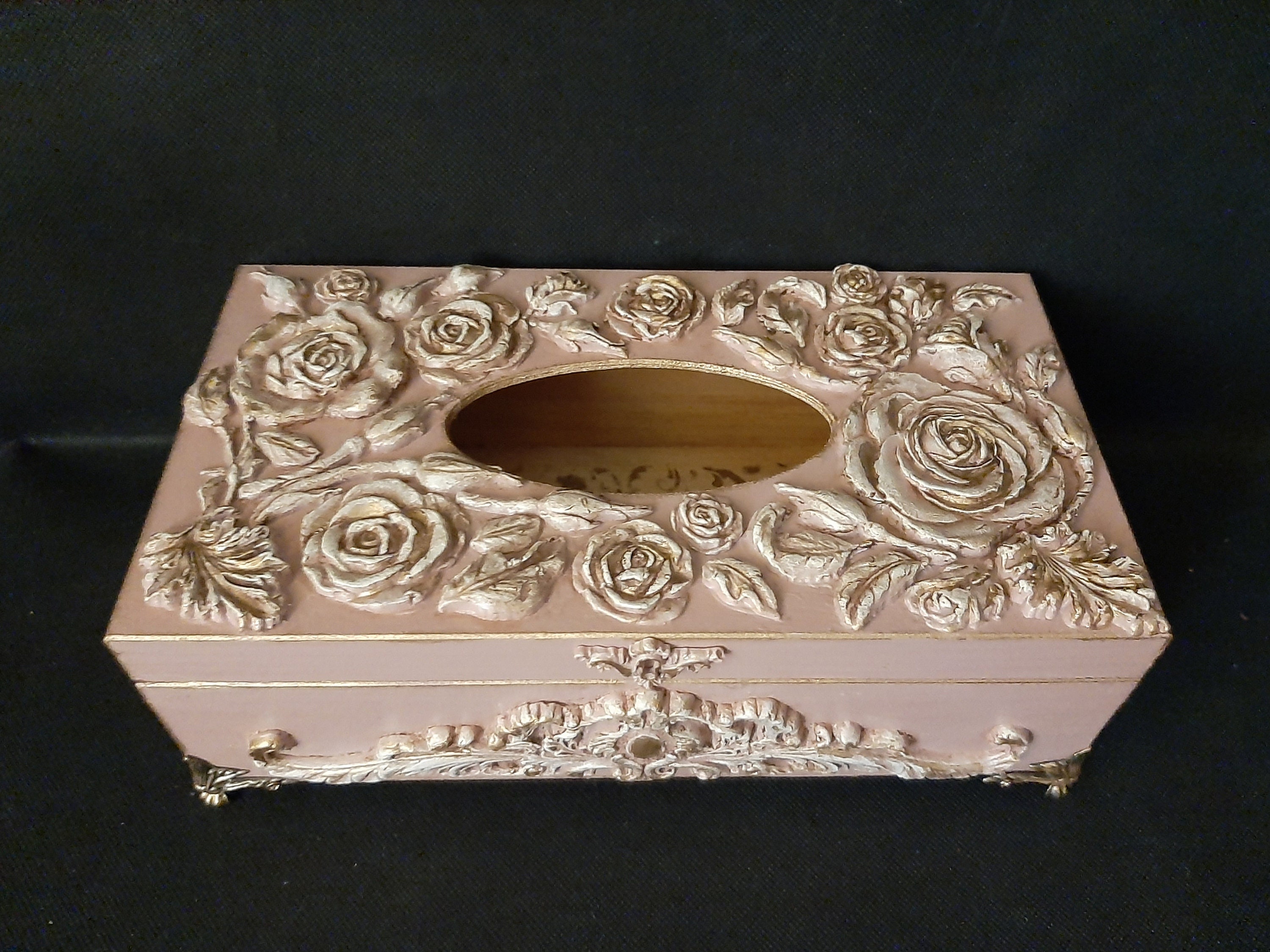 Wooden Tissue Box Cover Pink Tissue Box Decor Pink Wood Tissue Holder ...