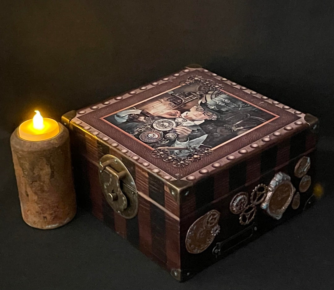 Steampunk Box Wood Steam Punk Box Altered Box Decorative Storage Box ...