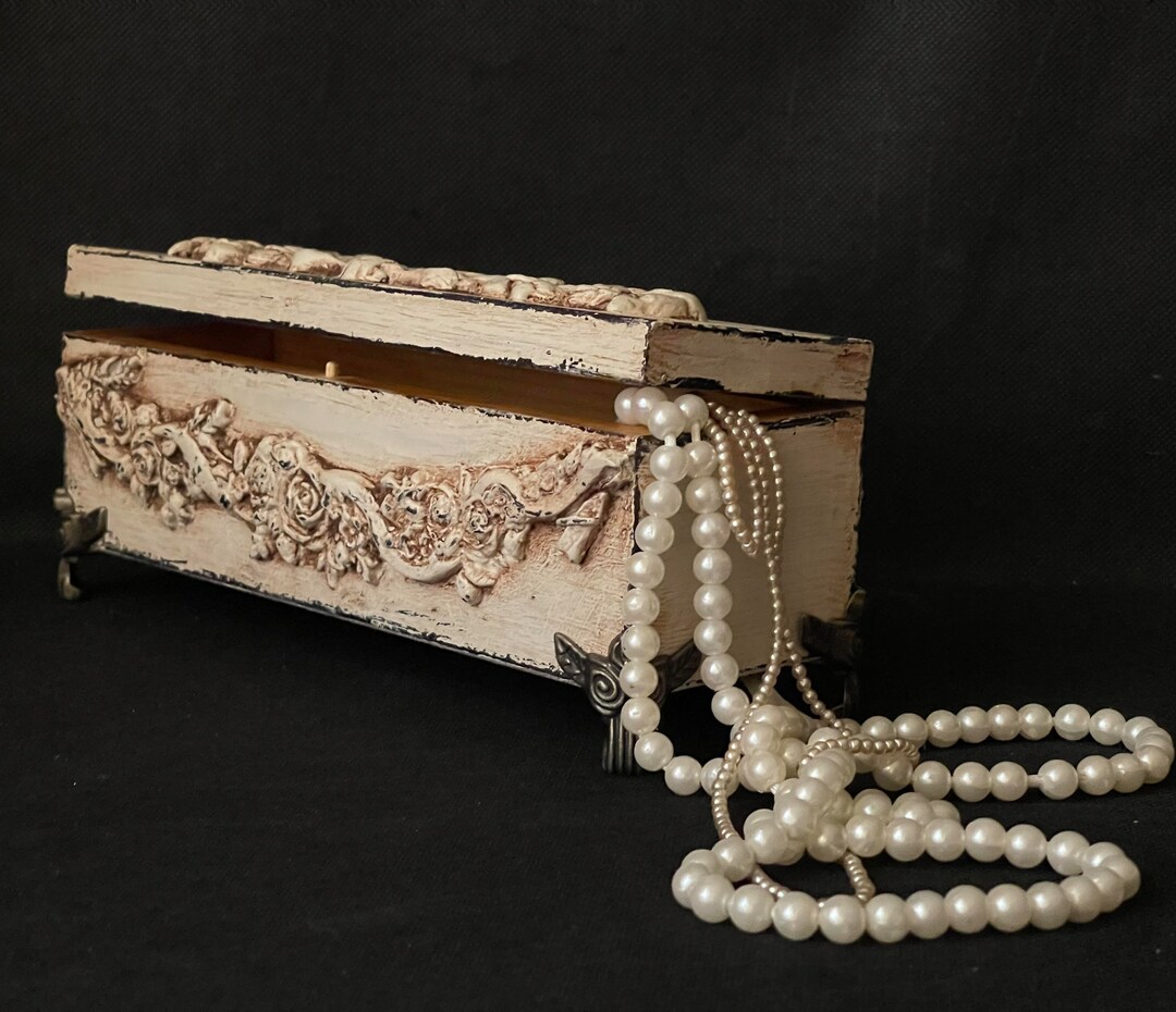 Shabby Chic Box With Roses Wood Jewelry Storage Box Unique Gift Box ...