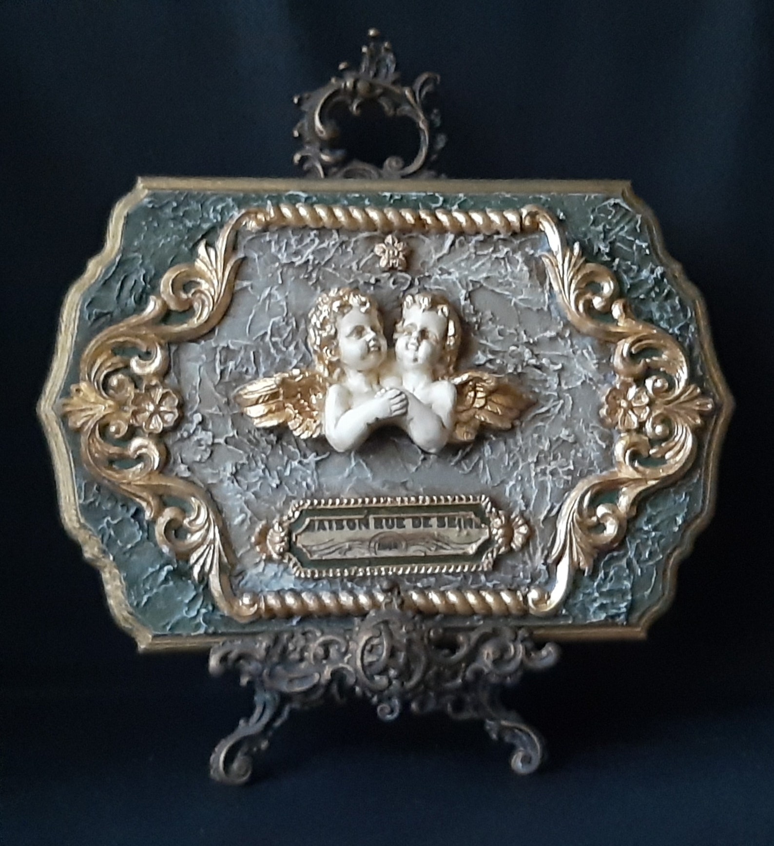 French Decor Panel Angel Cherub Ornate Wall Plaque Vintage Style Cherub ...