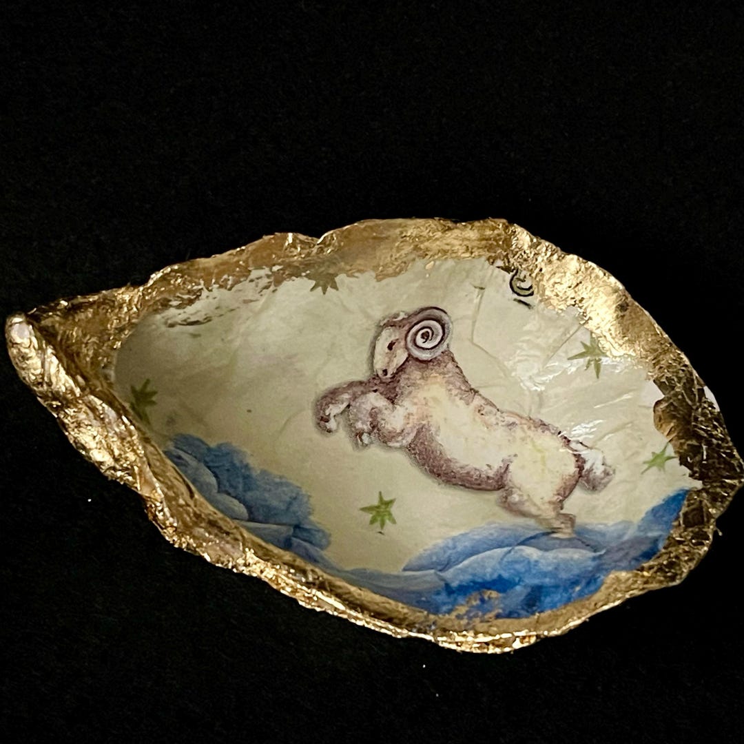 Taurus Zodiac Ring Dish, Oyster Shell Jewelry Holder- Astrology Lovers ...