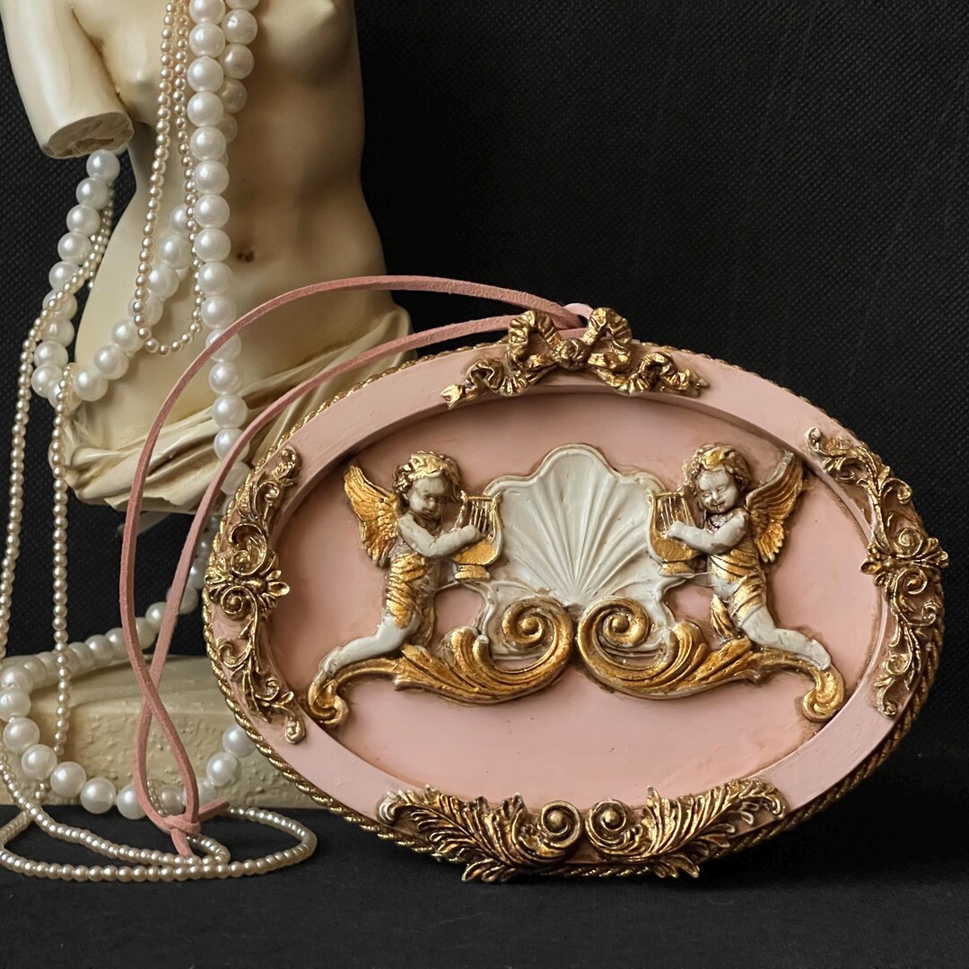 Vintage Style Cherub Wall Plaque Wood Hanging Plaque Handcrafted Wall Plaque Aesthetic Wall ...