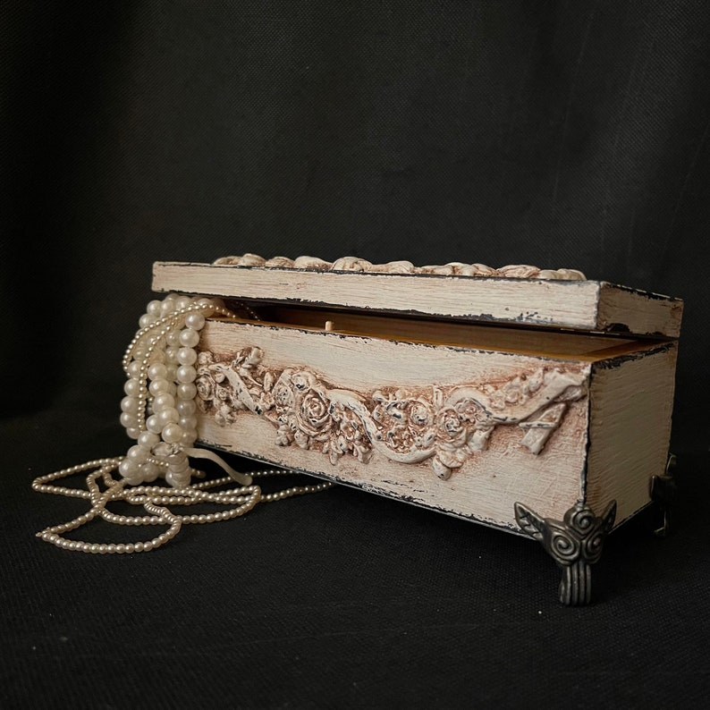 Shabby Chic Box With Roses Wood Jewelry Storage Box Unique Gift Box ...