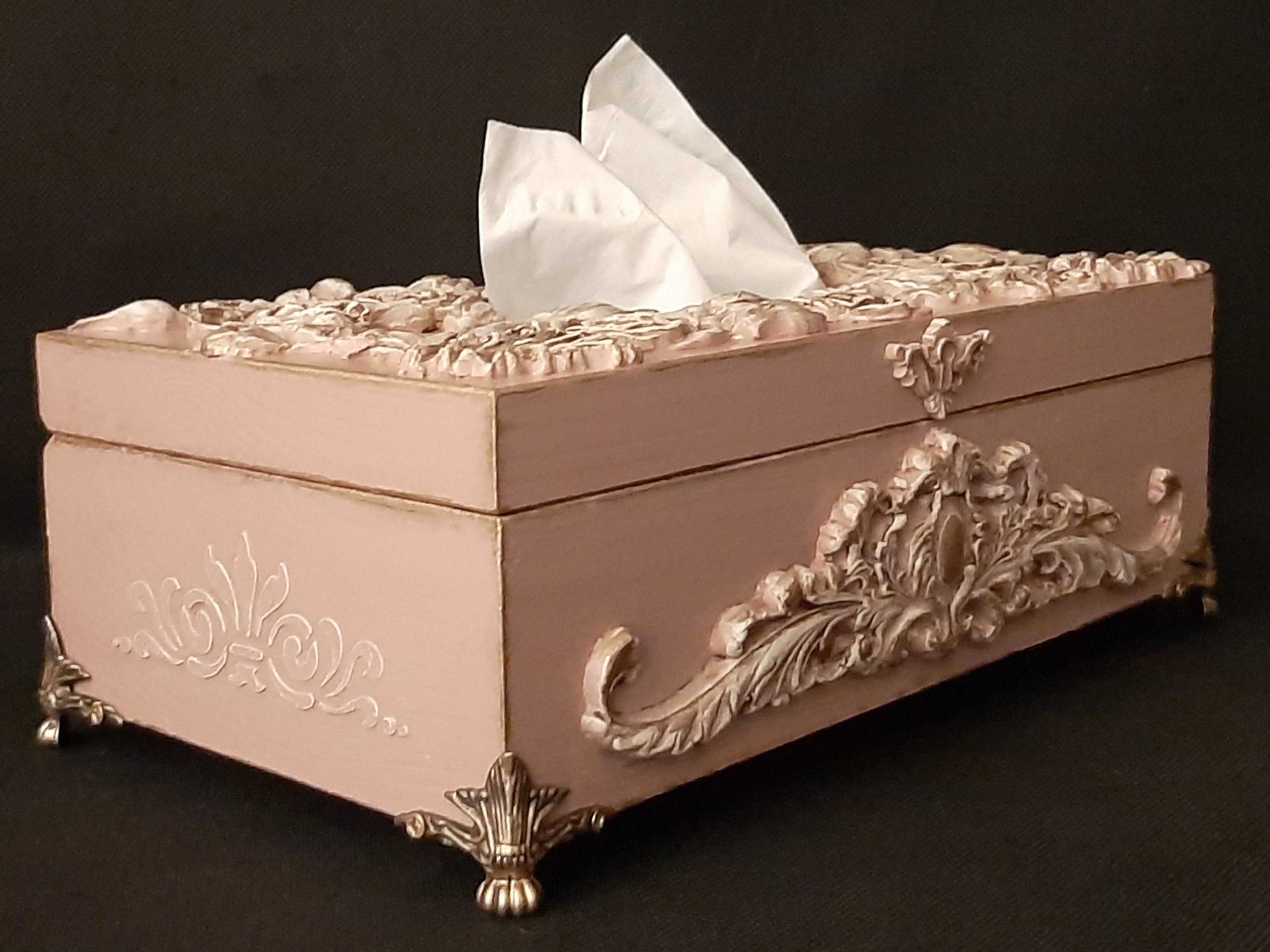 Wooden Tissue Box Cover Pink Tissue Box Decor Pink Wood Tissue Holder ...