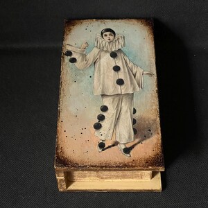 Pierrot Clown Jewelry Box Wooden Storage Book Box Book Shaped Jewelry ...