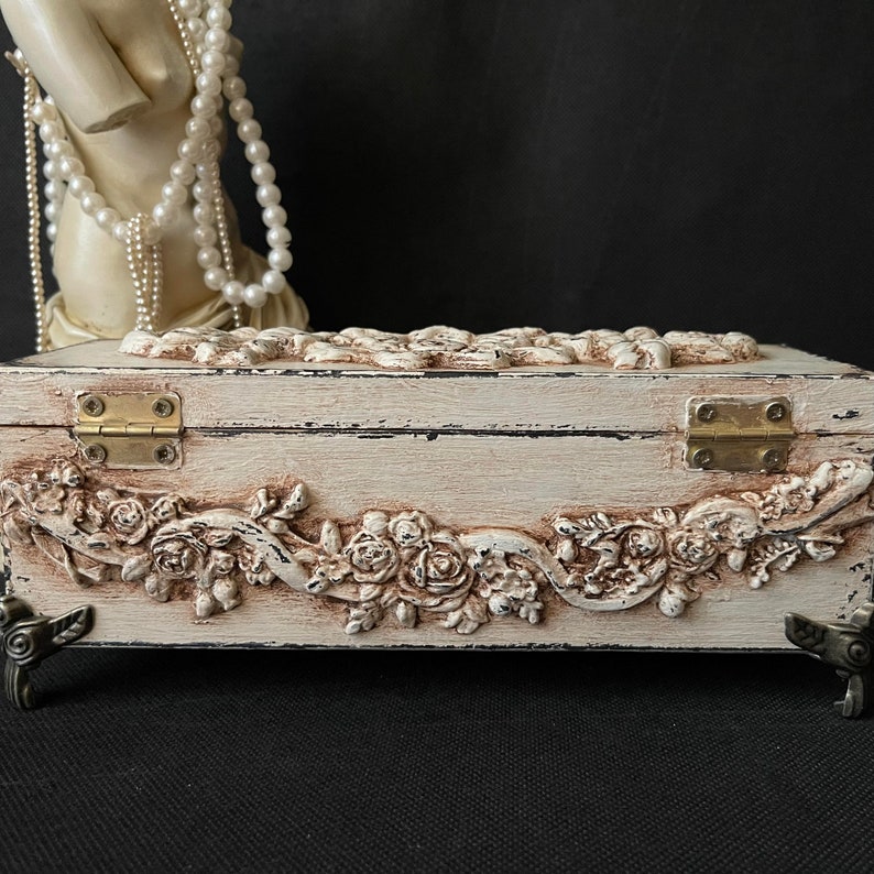 Shabby Chic Box With Roses Wood Jewelry Storage Box Unique Gift Box ...
