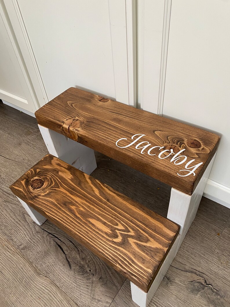 Personalized Kids Step Stool, Rustic Step Stool, Farmhouse Design ...