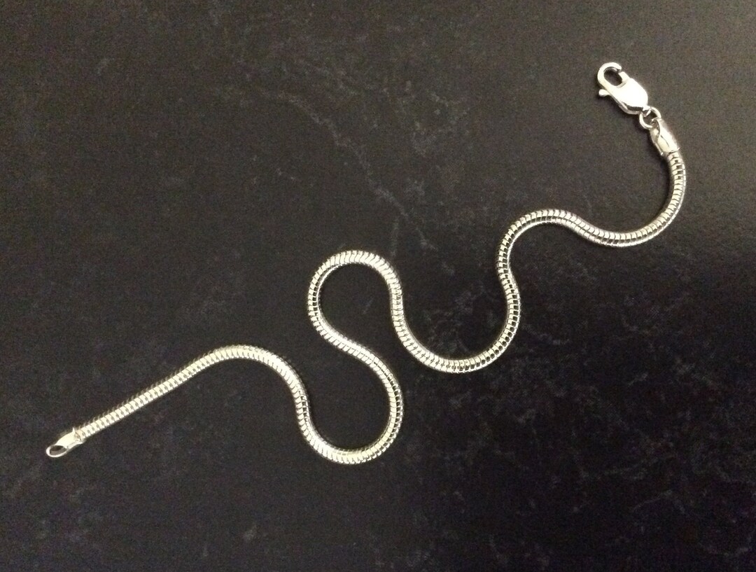 3mm Thick Sterling Silver Snake Chain Bracelet - Hand Assembled - - Etsy
