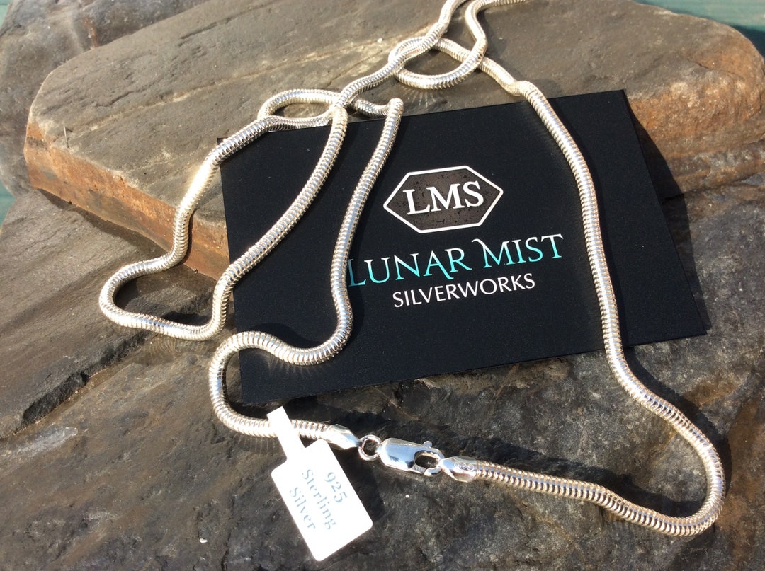 Solid Silver Snake Chain - 3mm Thick - Sterling 925 Silver - Hand ...
