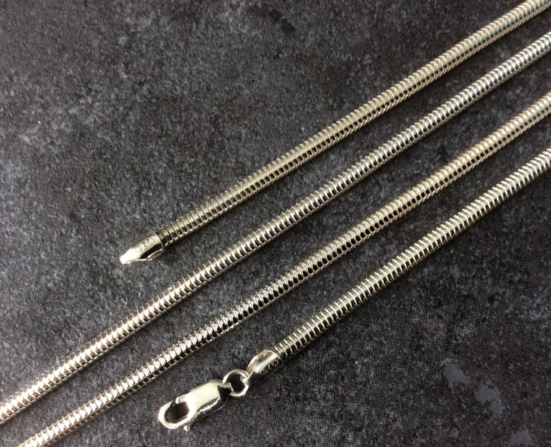 Solid Silver Snake Chain 3mm Thick Sterling 925 Silver | Etsy