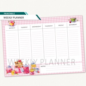Weekly Planner Printable Tea Party Planner for Print Digital - Etsy