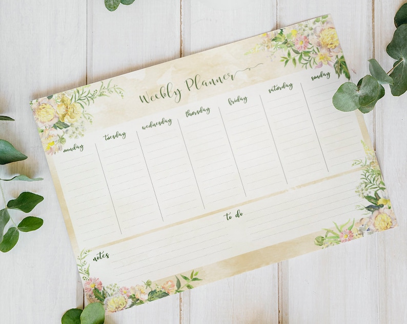 Floral Planner Printable Weekly Planner Digital Calendar - Etsy