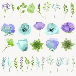 Floral Clip Art Watercolor Floral Elements Watercolor Flowers - Etsy