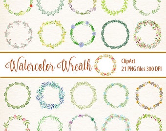 Watercolor wreath clipart & watercolor floral clipart flower