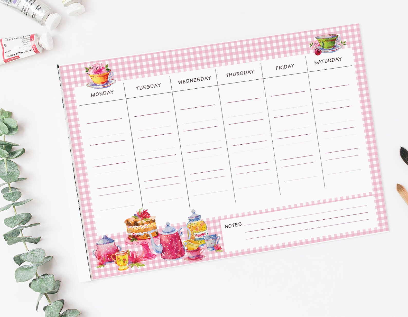 Weekly Planner Printable Tea Party Planner for Print Digital - Etsy