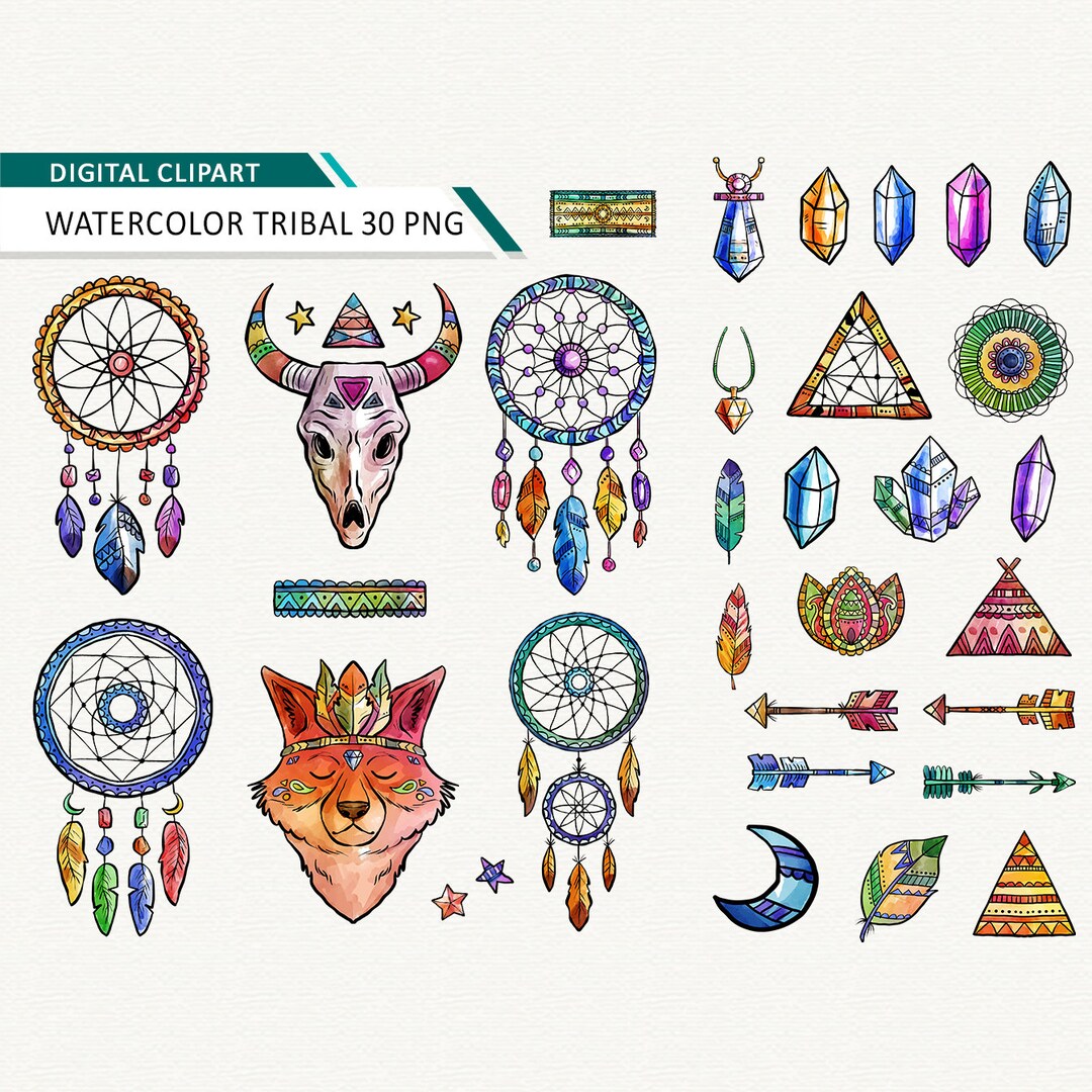 Tribal Clip Art Dream Catcher Ethnic Clipart Wild Vector Clip Art Boho ...