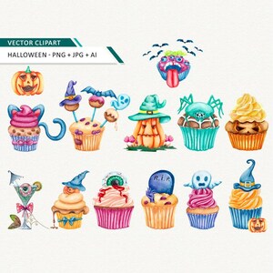 Halloween Clip Art Watercolor Halloween Bundle Pumpkin Monsters Happy ...