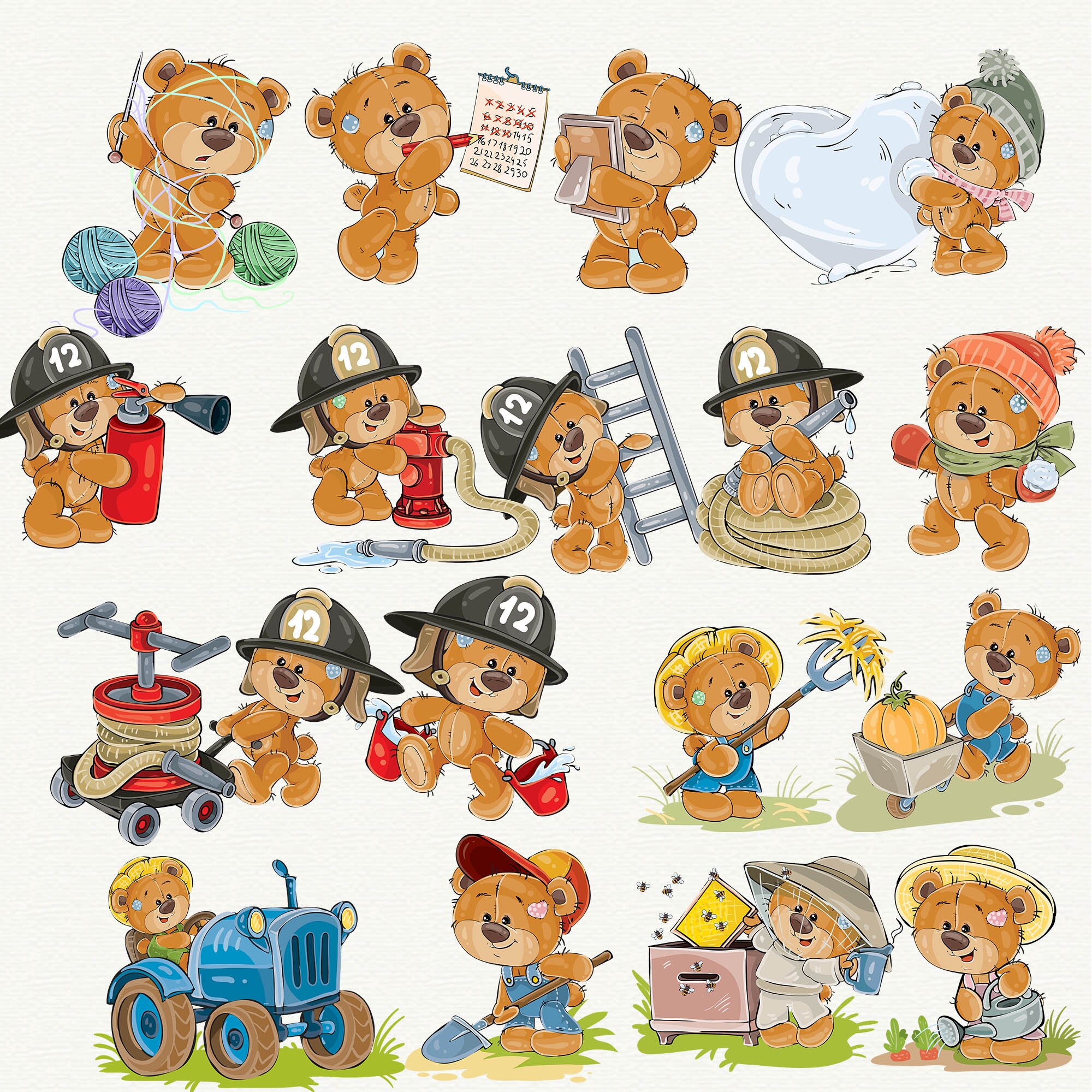 Bear Clipart BIG PACK Little Teddy Bear Funny Clipart Set - Etsy