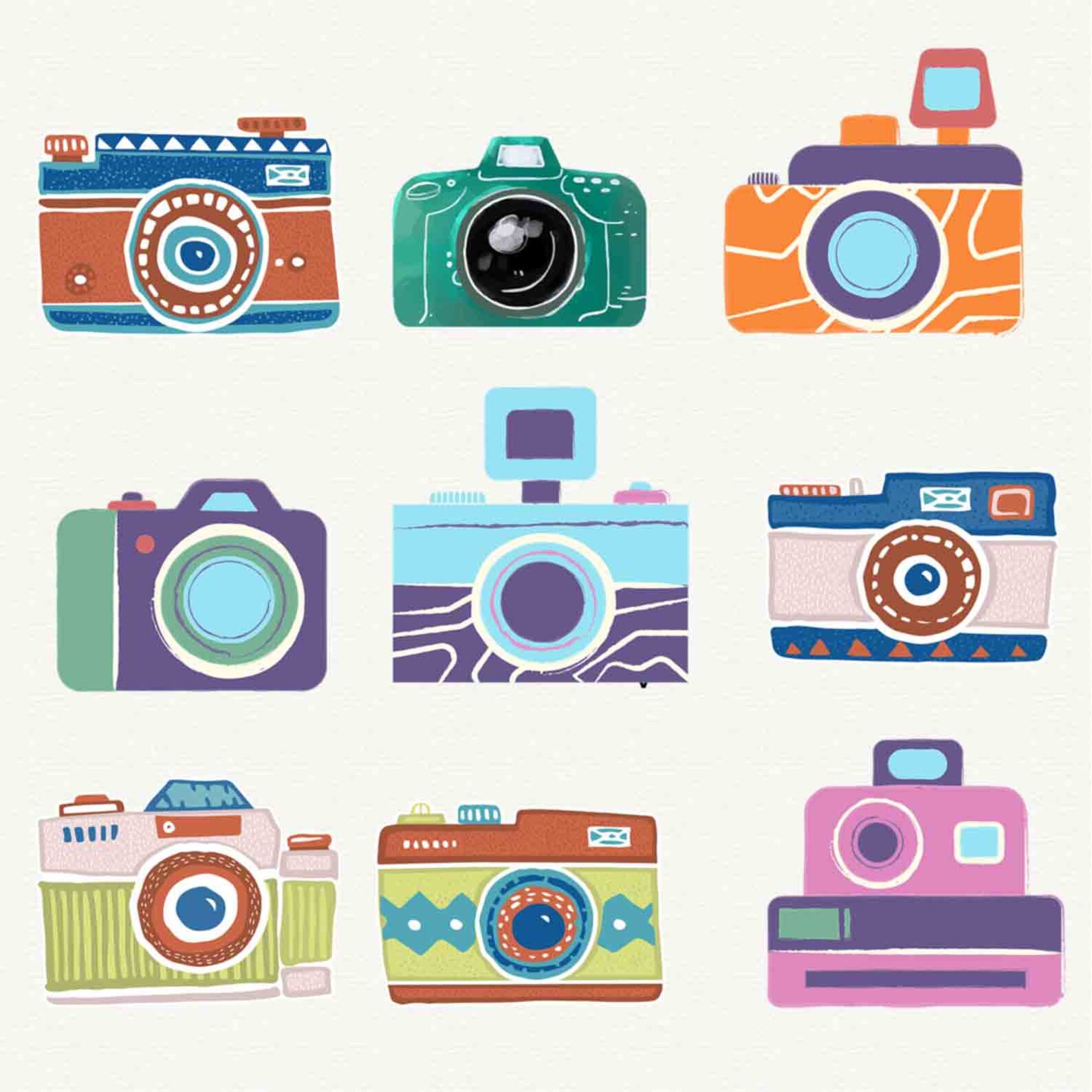 Watercolor Camera Clipart Bundle Vintage Photo Camera Clip | Etsy