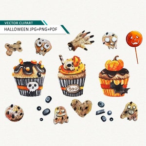 Halloween Clip Art Watercolor Halloween Bundle Pumpkin Monsters Happy ...