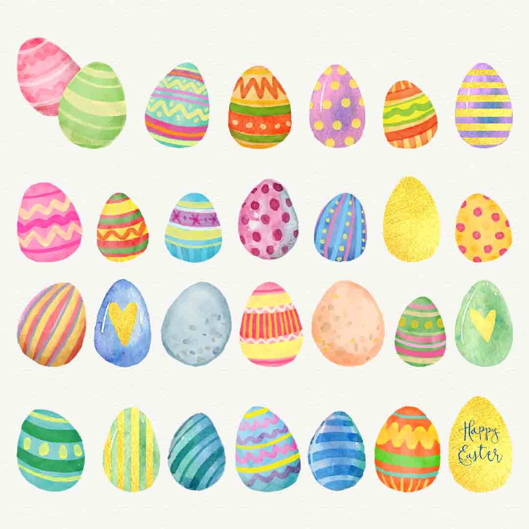 Easter Bundle Clipart Watercolor Easter Clip Art Instant - Etsy