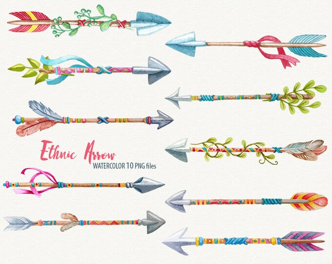 25 Colorful Arrows Clipart, Tribal Arrow Clipart, Boho Arrows Clipart ...